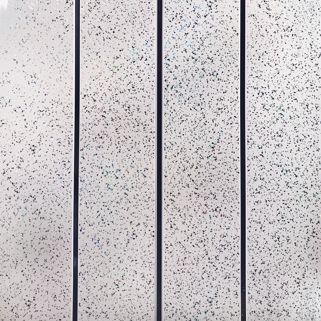 PVC Cladding White Sparkle with Chrome