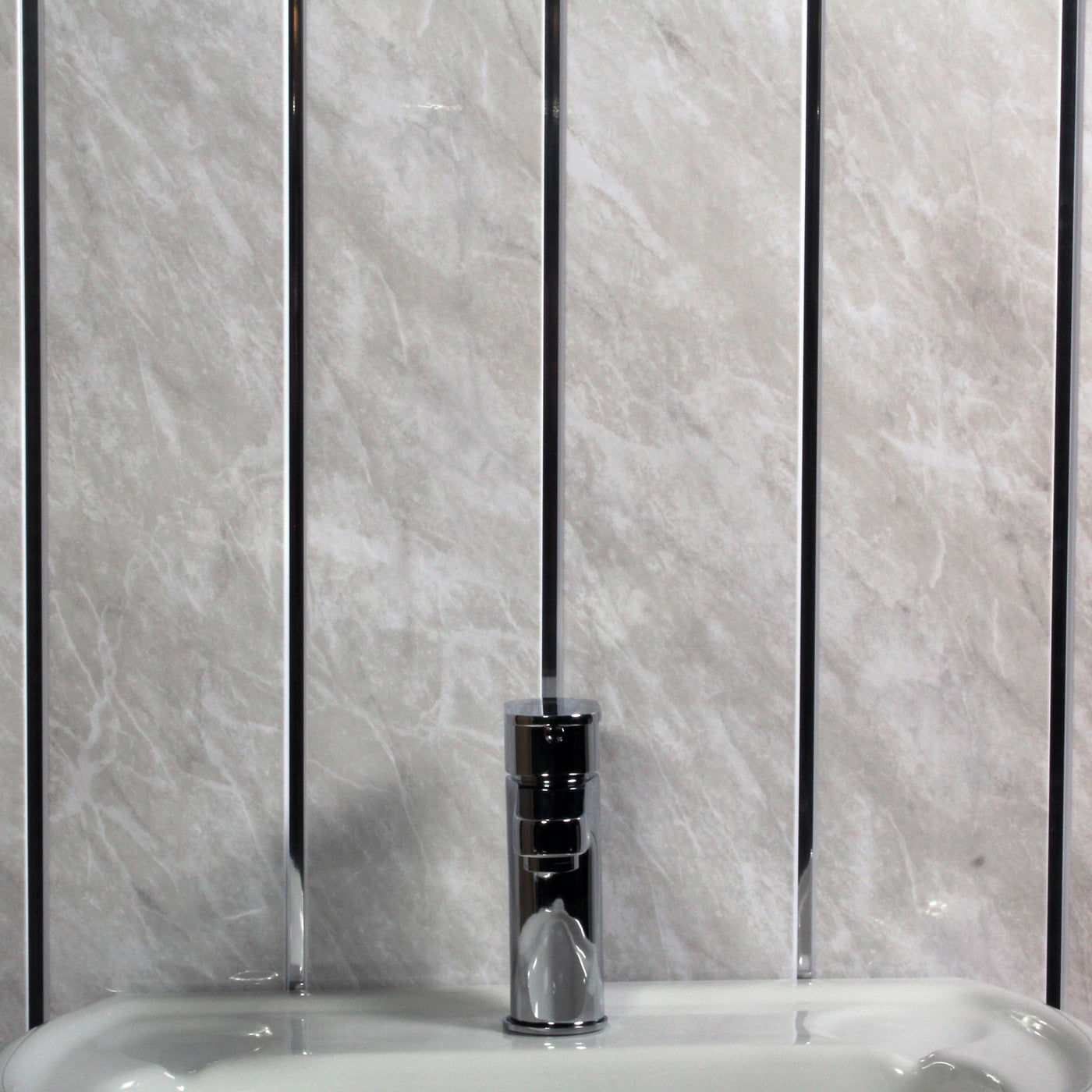 Grey Marble Chrome (6mm) | PVC Waterproof Bathroom Cladding
