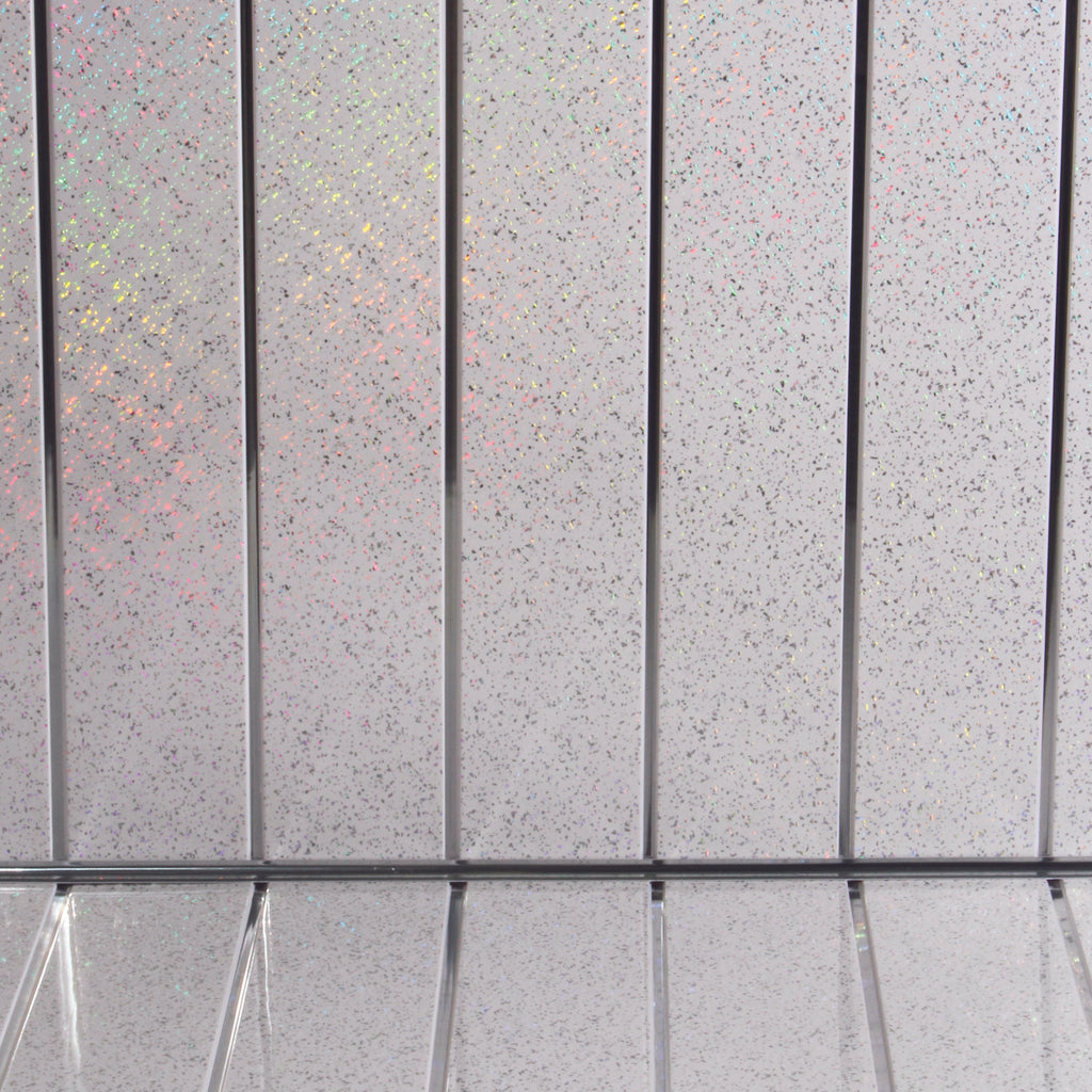 PVC Cladding White Sparkle with Chrome