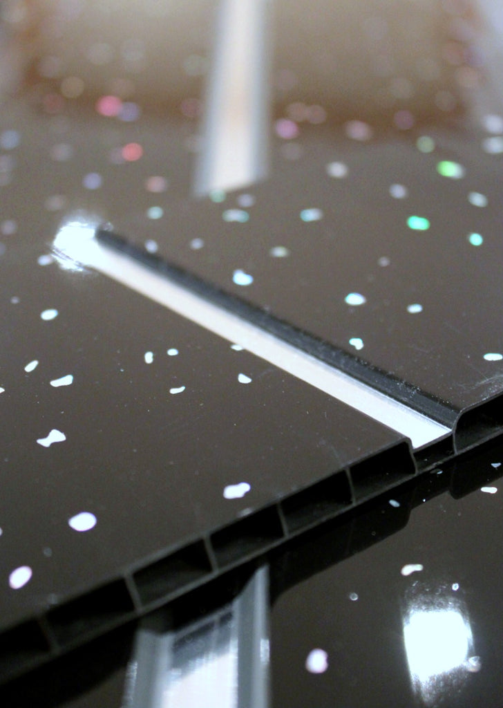 PVC Cladding Black Sparkle with Chrome