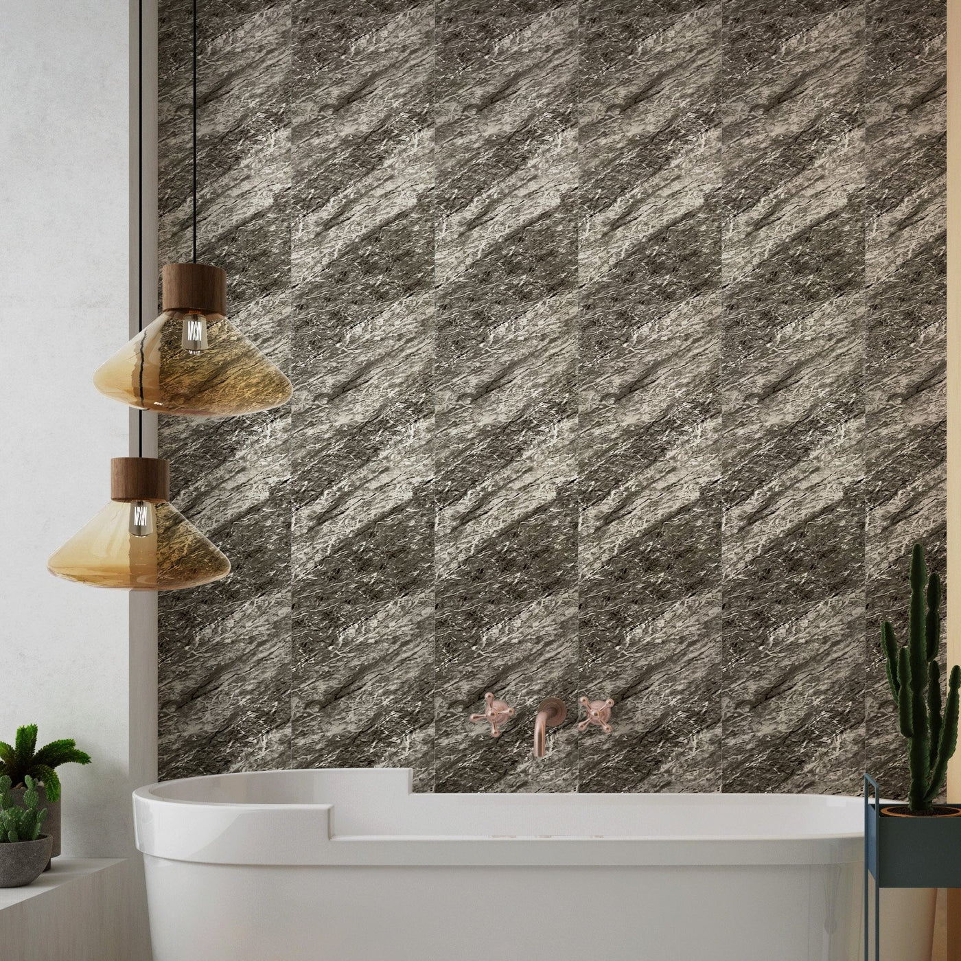 Dark Stone Marble 8mm Bathroom Cladding Panels for Walls and Ceilings