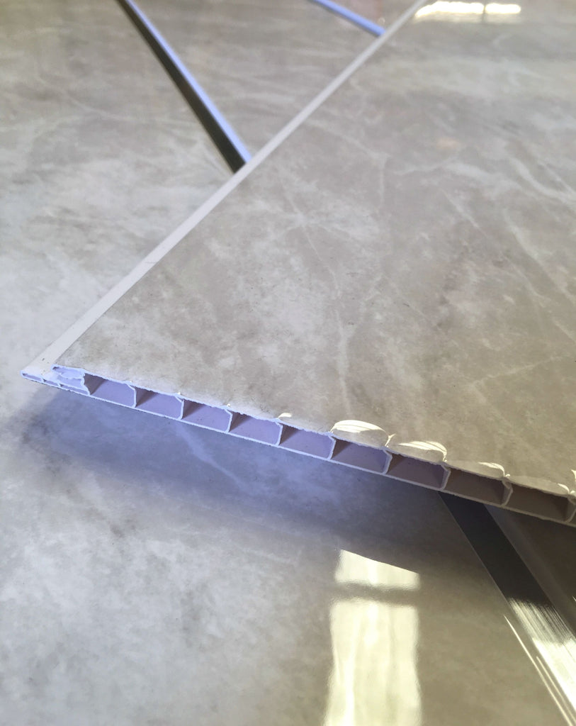 Grey Marble Chrome (6mm) | PVC Waterproof Bathroom Cladding