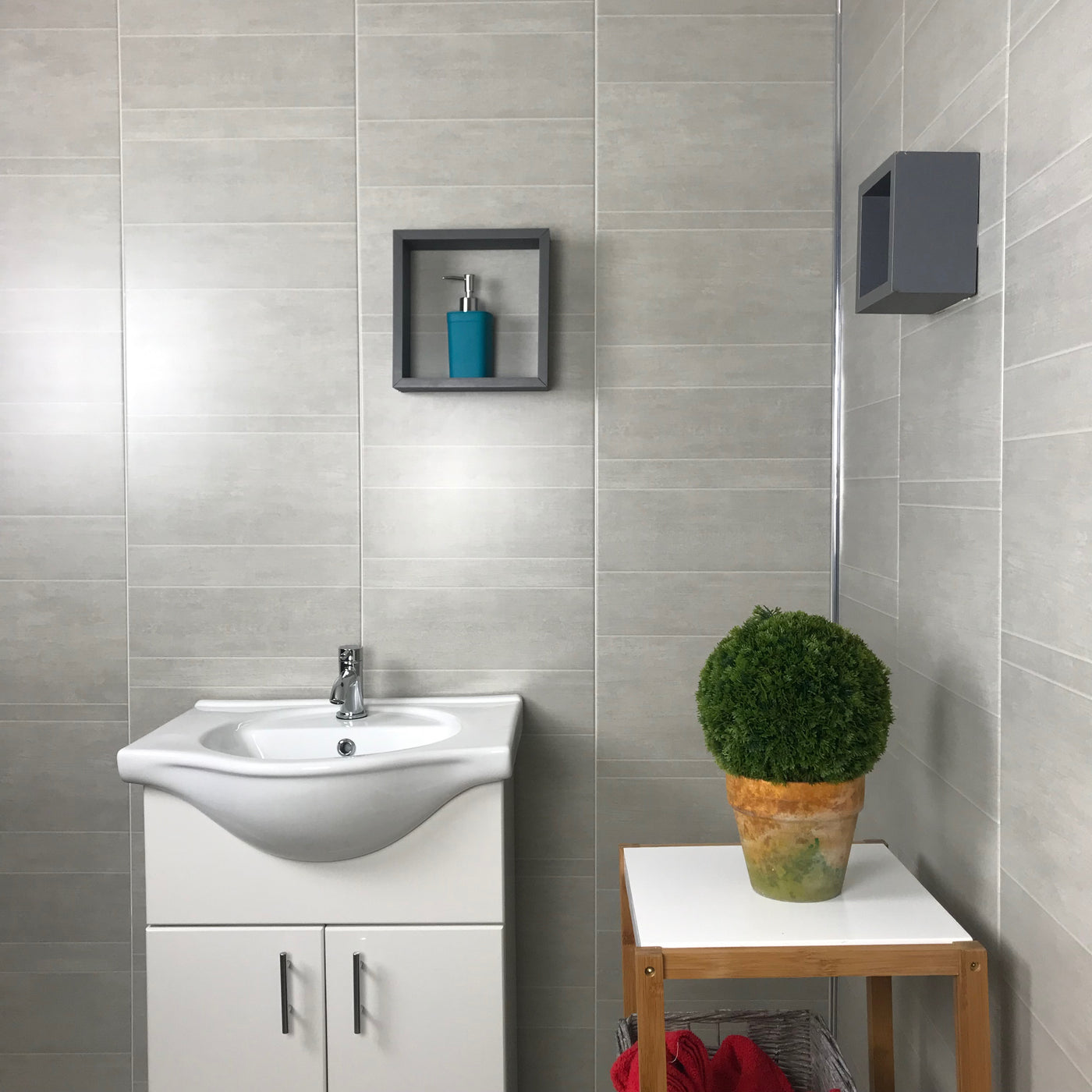 Multi Tile Grey 400mm (Large Tiles) | PVC Bathroom Cladding
