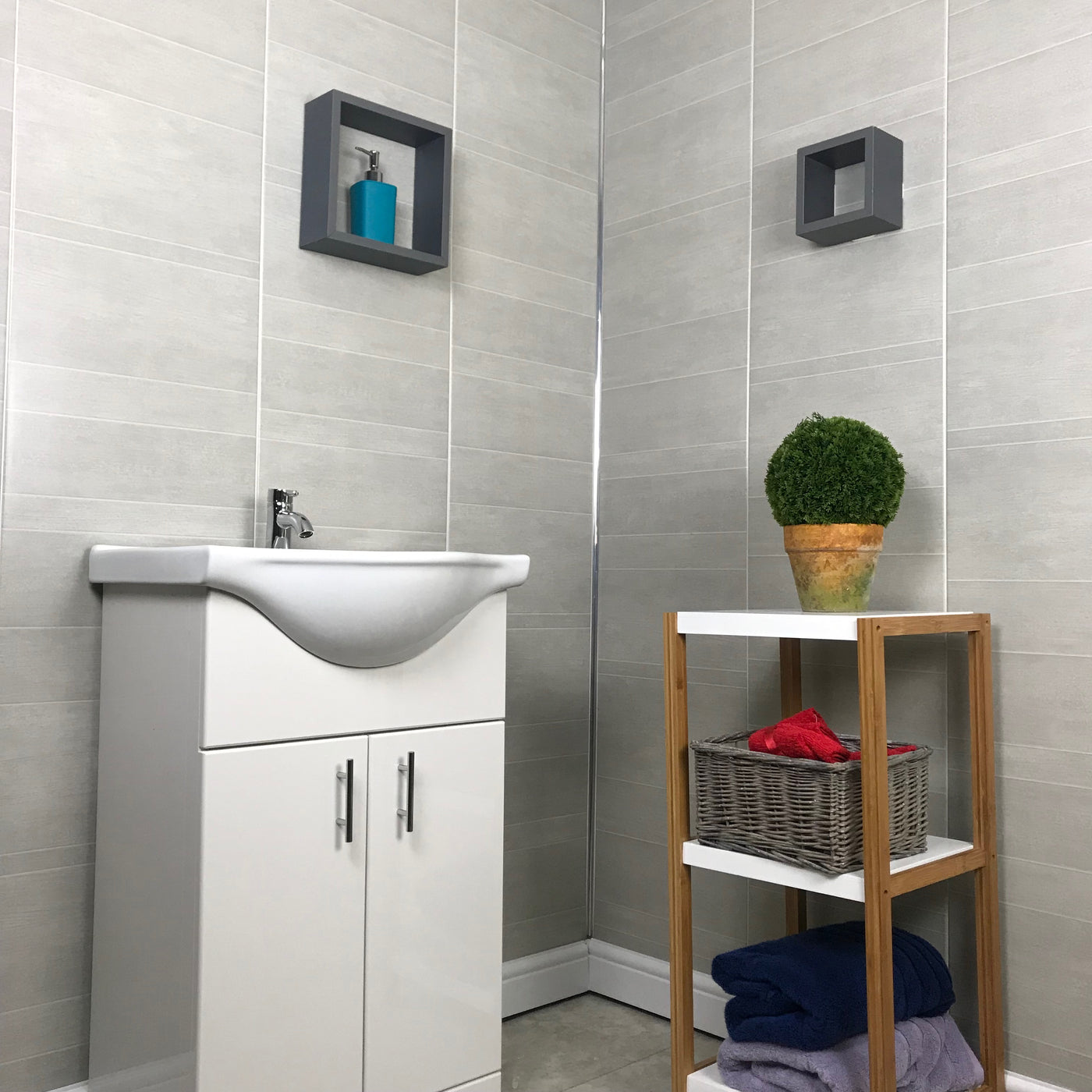 Multi Tile Grey 400mm (Large Tiles) | PVC Bathroom Cladding